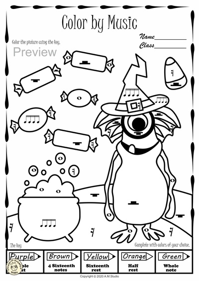 halloween music coloring pages