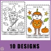 Kids in Halloween Costumes Color by Rhythm | Music Math Worksheets