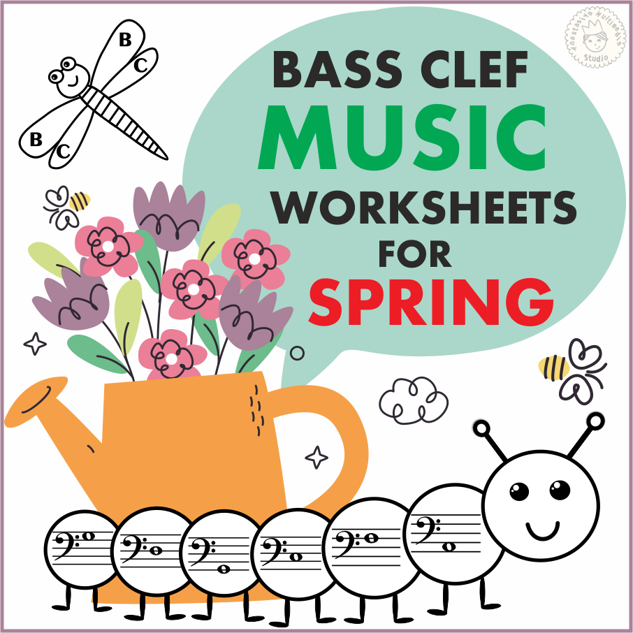 Bass Clef Note Naming Worksheets for Spring