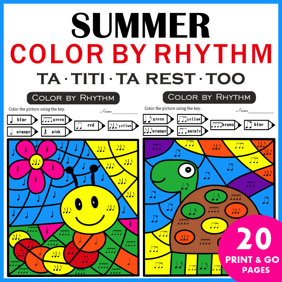 Color by Rhythm Summer Themed Pages {standard notation}