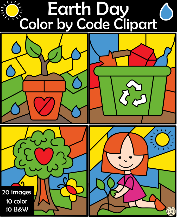 Earth Day Color By Code Clipart