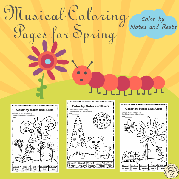 Musical Coloring Pages for Spring {Color by Notes and Rests} with ans…