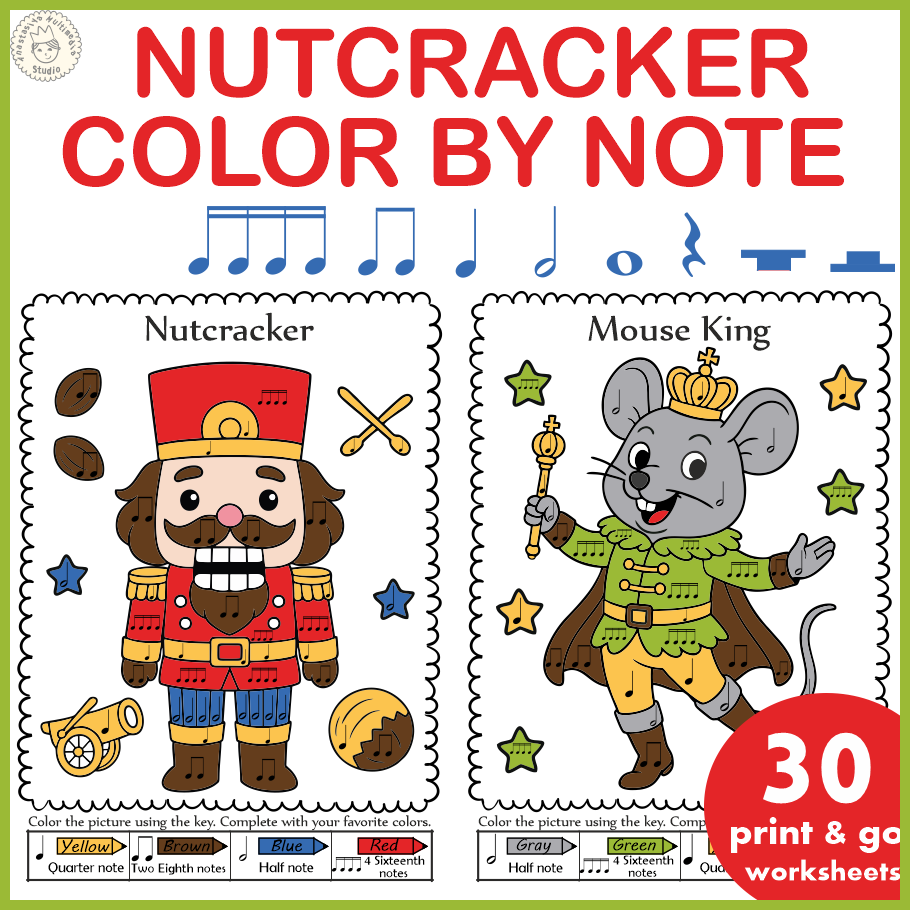 The Nutcracker Color by Note Pages | Christmas Music Coloring Activit…